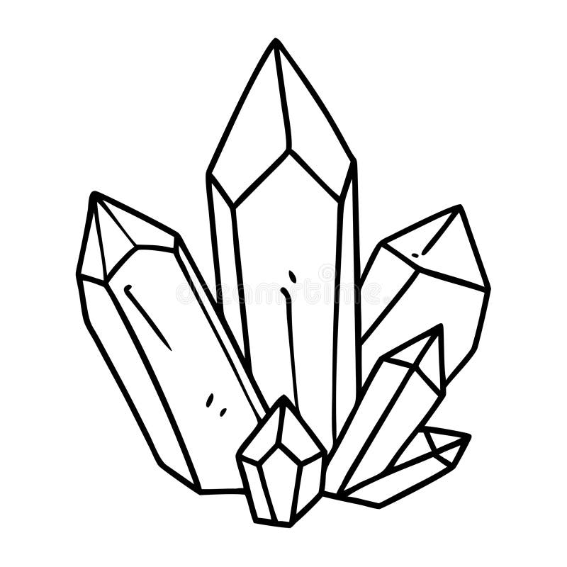 Black Outline Vector Illustration of Geometric Crystal Cluster Stock ...