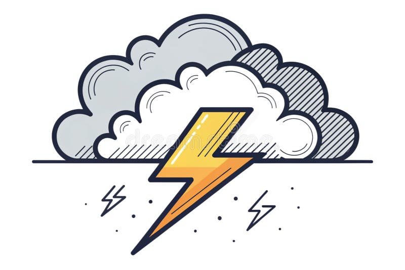 Black Outlined Symbol of a Thunderstorm Cloud Icon with Lightning Bolt ...