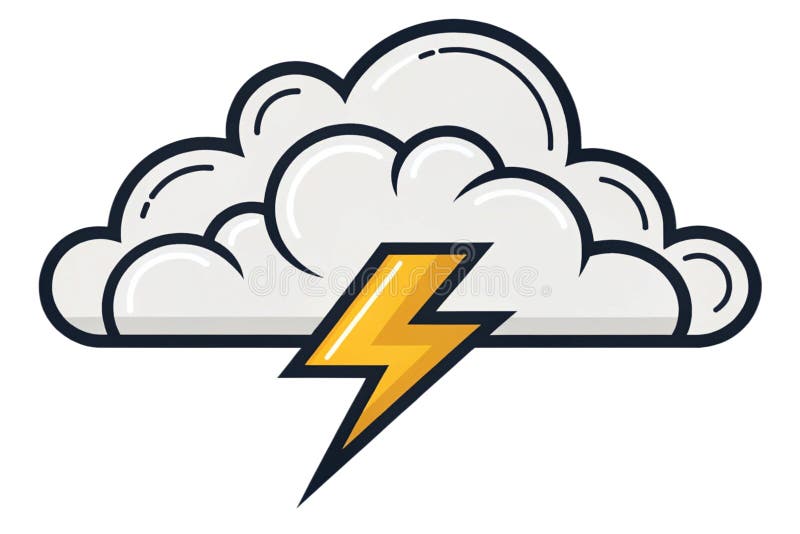 Black Outlined Symbol of a Thunderstorm Cloud Icon with Lightning Bolt ...