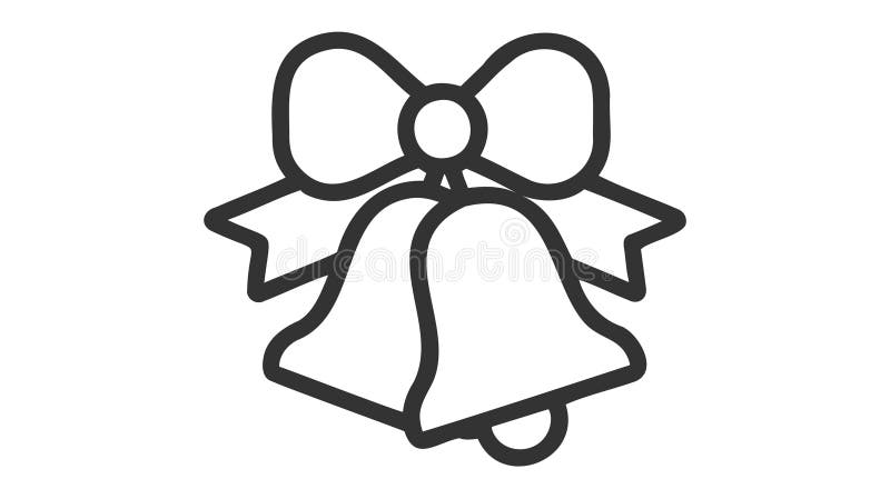 Black Outlined Vector Icon of Two Bells Tied Together with a Bow Stock ...