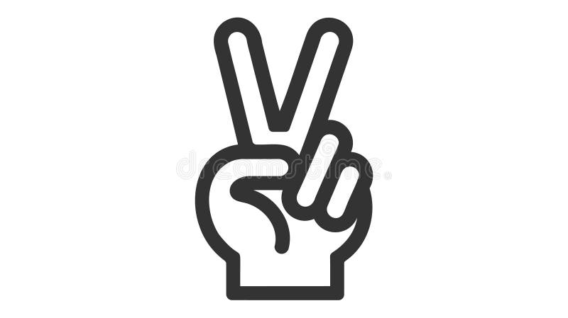 Black Outlined Vector Illustration of a Hand Making a Peace Sign Stock ...