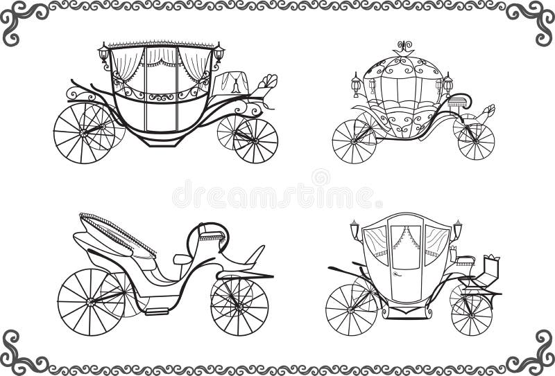 Black outlines of coaches stock vector. Illustration of coach - 79854226
