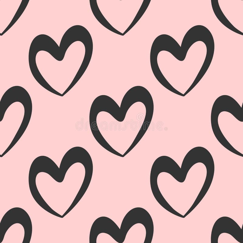 Black Outlines of Hearts Repeated on Pink Background. Simple Seamless ... Black Outlines of Hearts Repeated on Pink Background. Simple Seamless ...