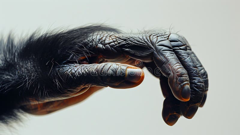 Black Outstretched Hand of a Monkey with Long Fingers, Isolated on ...