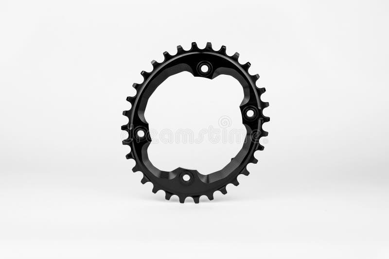 Black Oval Bicycle Chainring Against White Isolated Background Stock ...