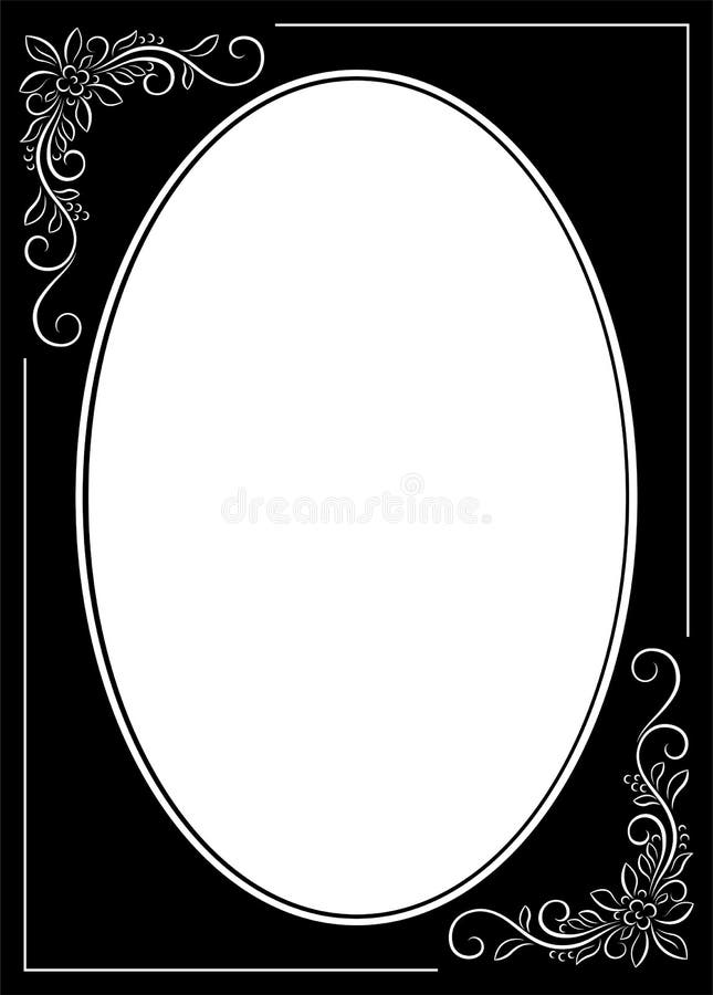 Black Oval Framework with Floral Corners. Stock Illustration ...