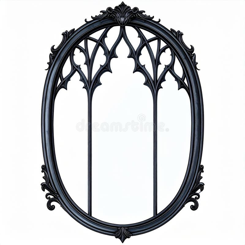 Black Oval Gothic Arch Window Frame Design Stock Illustration ...