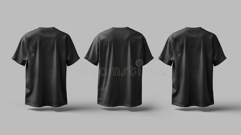 Black Oversized Drop Shoulder Tee T-Shirt Set - Front, Back, & Side ...