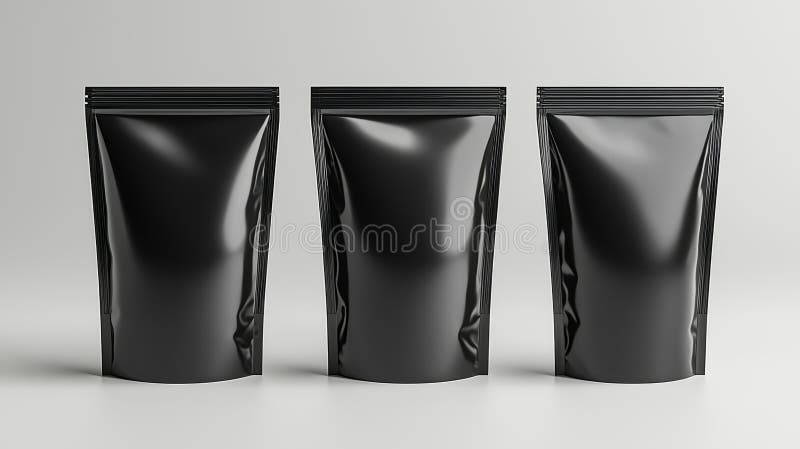 Black Packaging Mockup stock illustration. Illustration of pouch ...