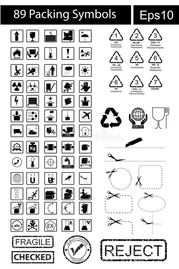 Packing symbols stock illustration. Illustration of cover - 359014
