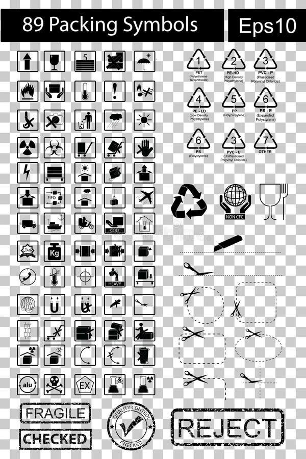 89 black Packing Symbols stock vector. Illustration of eps10 - 69012419
