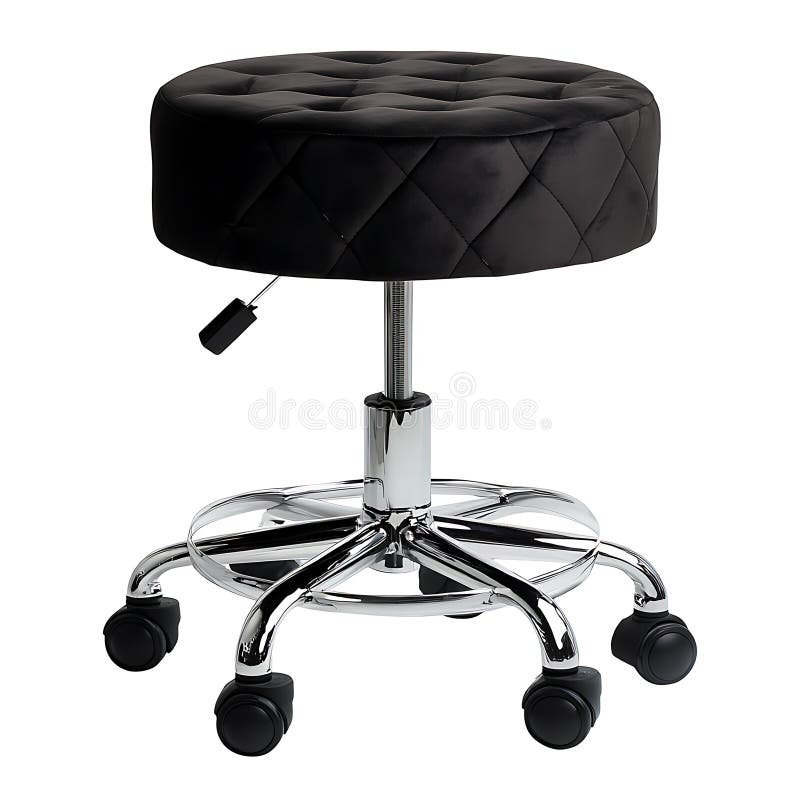 A Black Padded Office Stool with a Round Design Stock Illustration ...