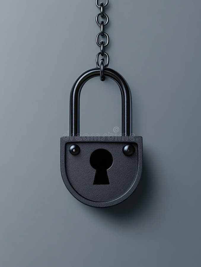 Black padlock on chain stock photo. Image of security - 360939996