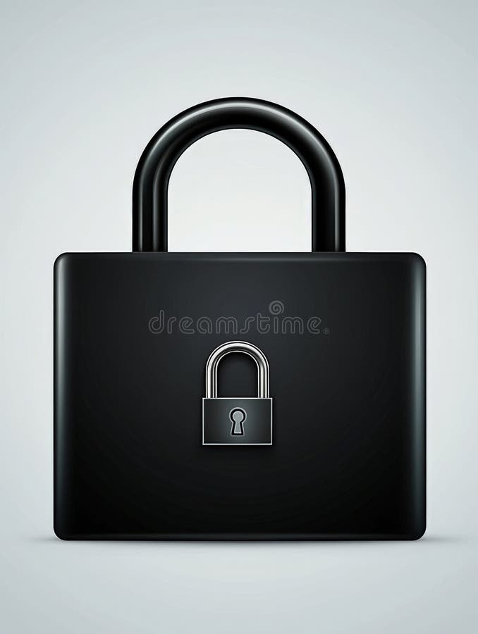 Black Padlock Glowing White Lock Symbol on Minimalist Background ...