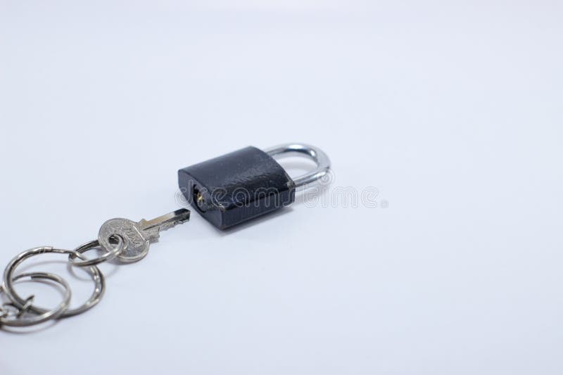 Black Padlock Locked on White Background. Stock Image - Image of system ...