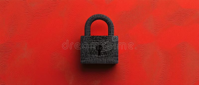 Black Padlock on a Red Background. (1 Stock Illustration - Illustration ...