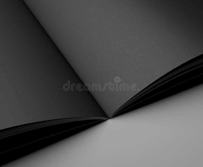 Black Open Book on White Wood. 3d Render Stock Illustration ...