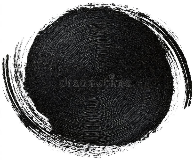 Black Paint is Applied in a Circular Motion on a White Background ...