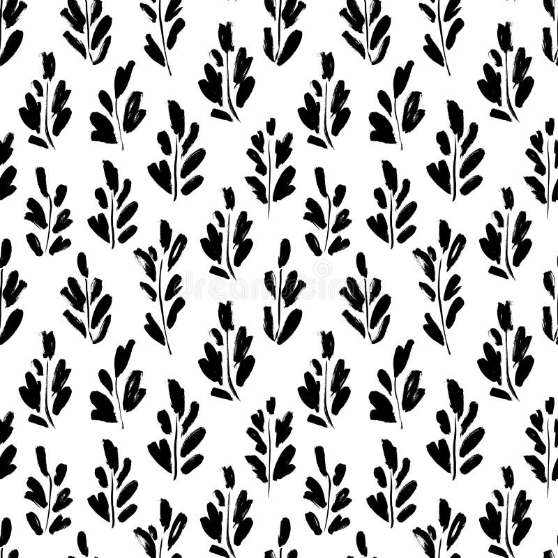 Black Paint Branches Vector Seamless Pattern Stock Vector ...