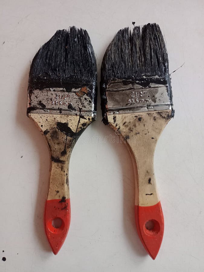 Black Paint Brush that Dries. Broken, Unusable Stock Image - Image of ...