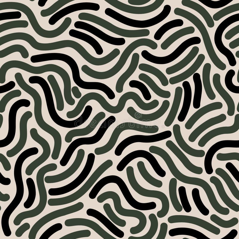 Black Paint Brush Strokes Seamless Pattern. Wavy Squiggle Texture ...