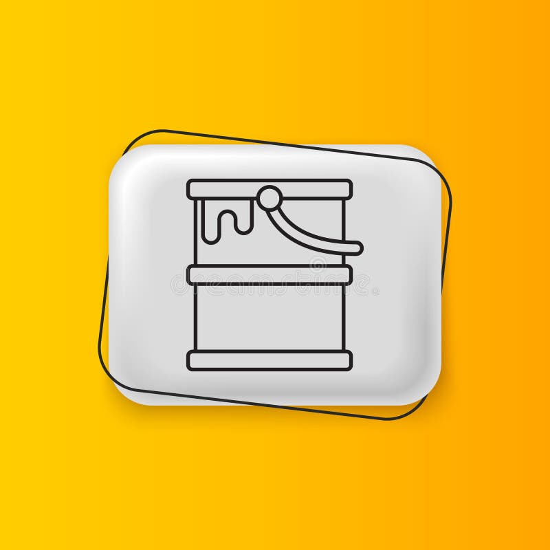 Black Paint Bucket Icon Isolated on Yellow Background. Silver Rectangle ...