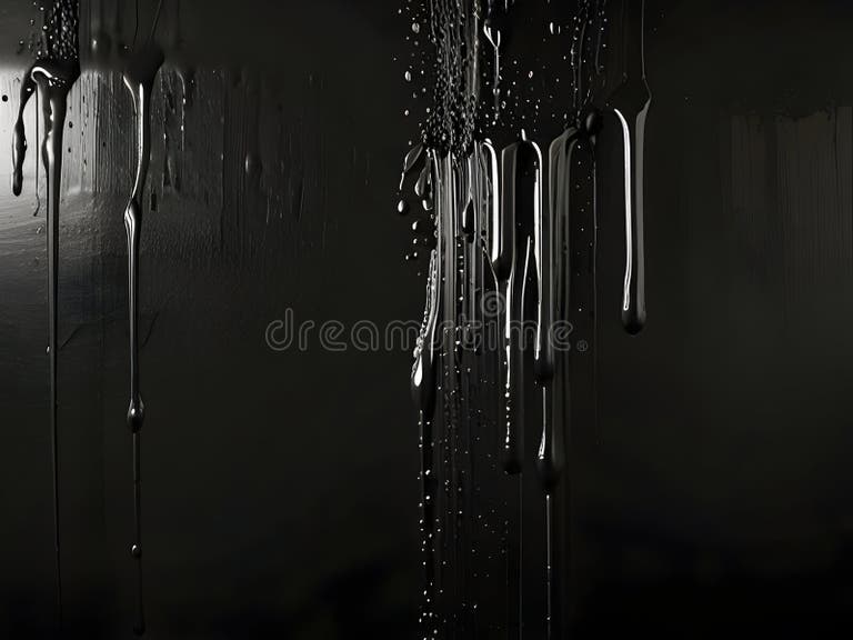 Black Paint Dripping, Forming Glossy Abstract Patterns and Fluid ...