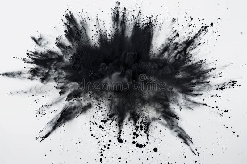 Black Paint Explosion Abstract Background. Coloured Cloud on White ...