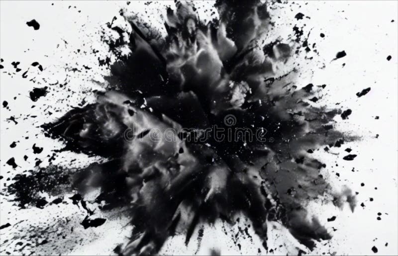 Black Paint Explosion Abstract Background. Dark Cloud on White Stock ...