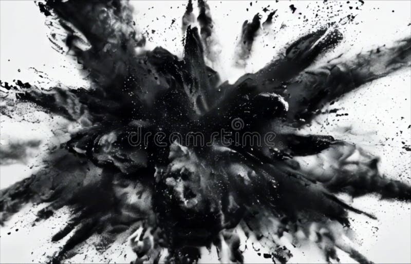 Black Paint Explosion Abstract Background. Dark Cloud on White Stock ...