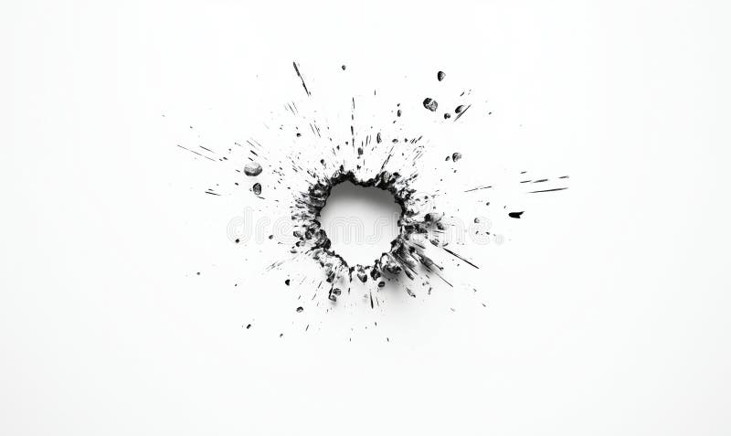 Black Paint Explosion Creating Heart-shaped Hole on White Background ...