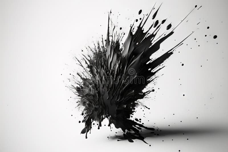 Black Paint Explosion on Empty White Background. Isolated Abstract ...