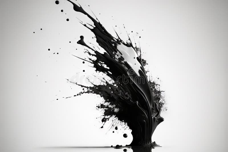 Black Paint Explosion on Empty White Background. Isolated Abstract ...