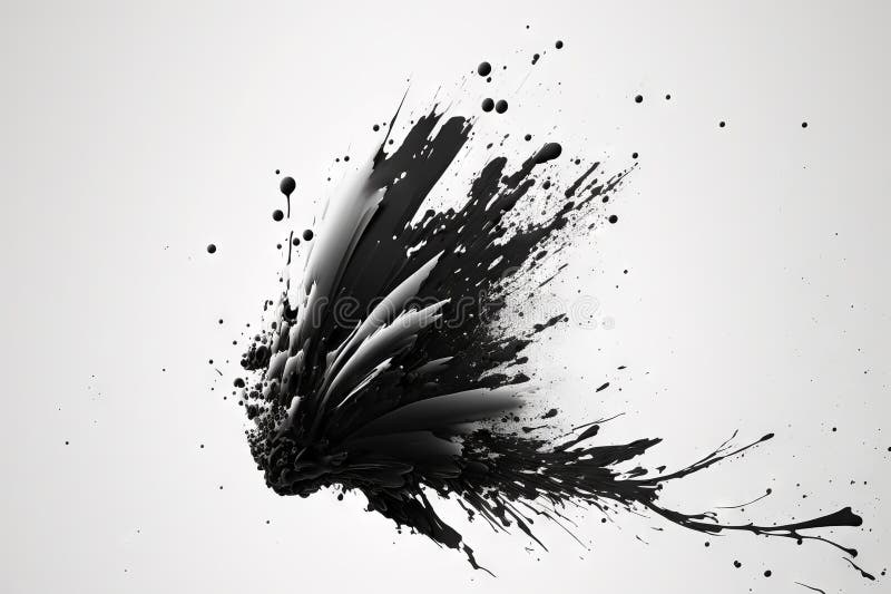 Black Paint Explosion on Empty White Background. Isolated Abstract ...