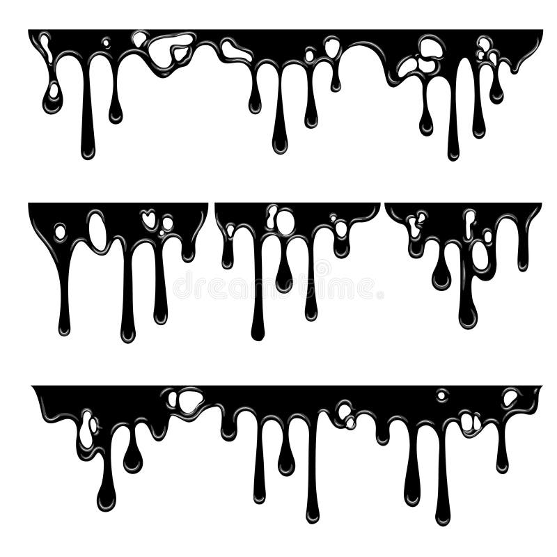 Black Paint Oil Dripping Elements Stock Vector - Illustration of ...