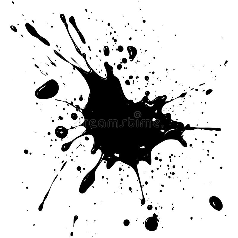 Black Paint Splash Creates an Abstract Art Effect on a White Background ...