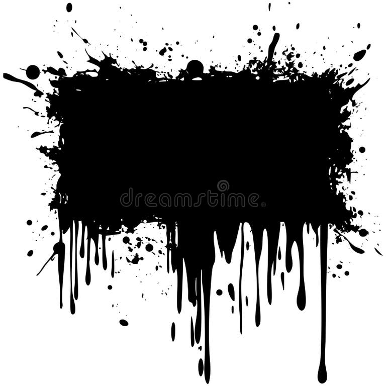Black Paint Splash Creates an Abstract Border with Dripping Edges on a ...
