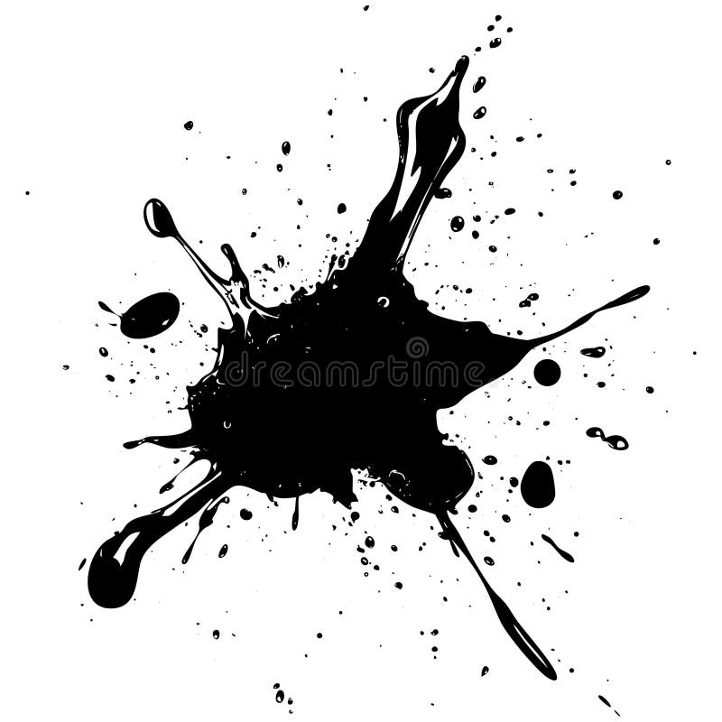 Black Paint Splash Creating Dynamic Visual Impact on White Background ...