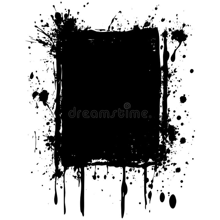 Black Paint Splash with Dripping Edges Creating a Bold Design Element ...