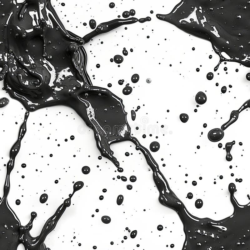 Black Paint Splashes on a White Surface Creating an Abstract Design ...