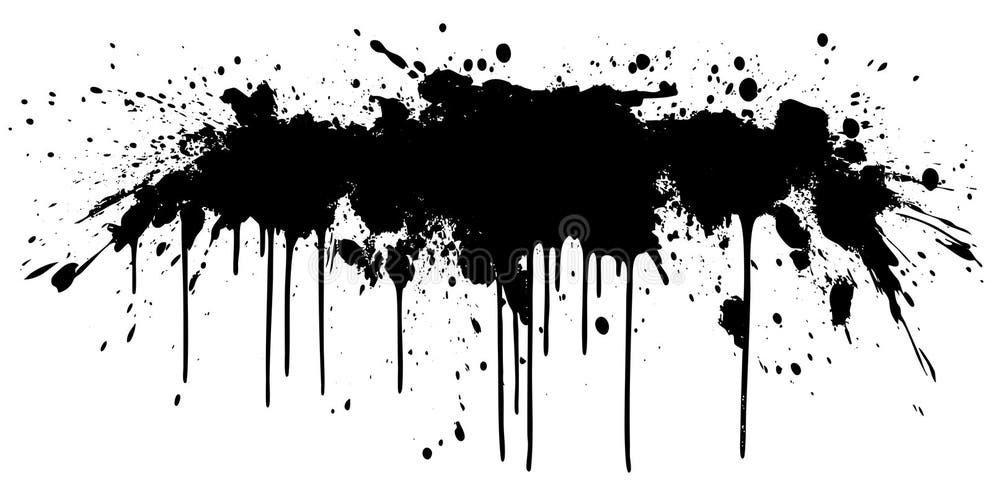 Black Paint Splatter Creates an Abstract Art Effect on a Blank ...