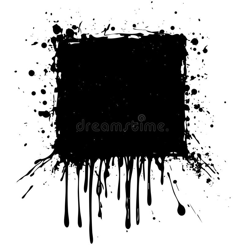 Black Paint Splatter Creating an Abstract Square Shape on a White ...
