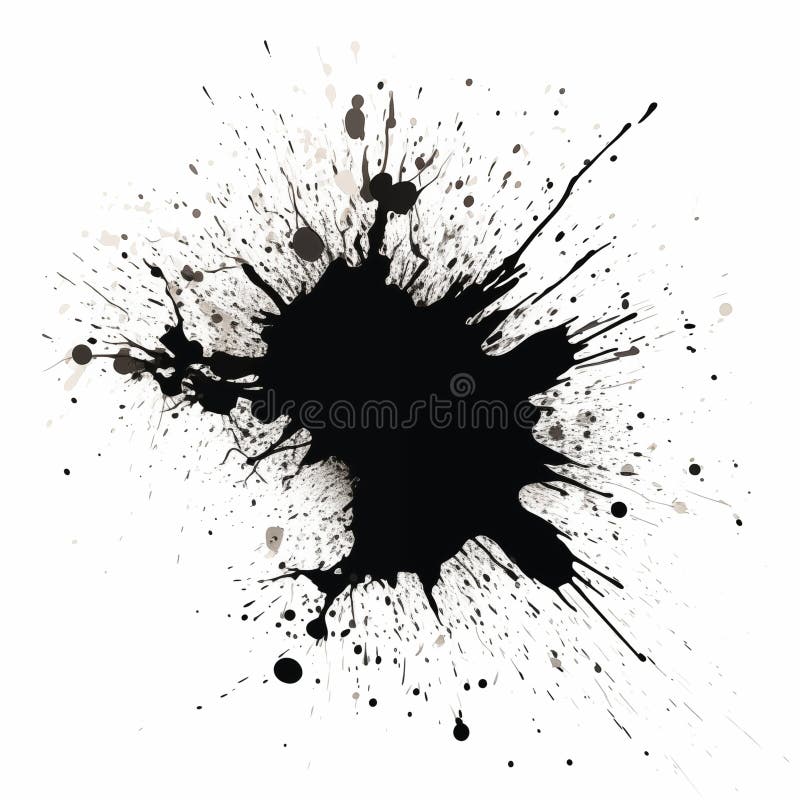 Black Paint Splatter on a White Background, Showcasing Dynamic Ink ...