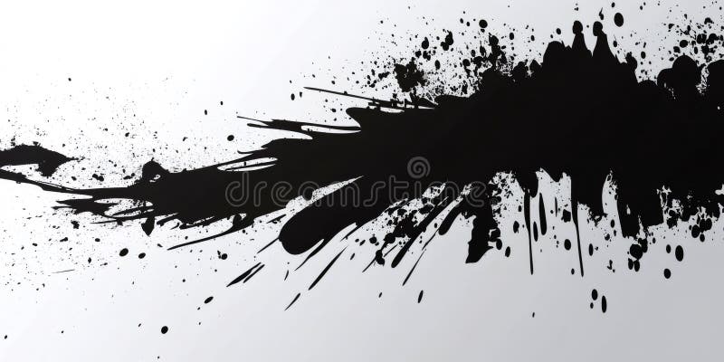 Black Paint Splattering and Dripping on White Background Stock Image ...