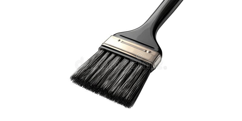 Black Paintbrush with Metallic Ferrule Isolated on Transparent ...