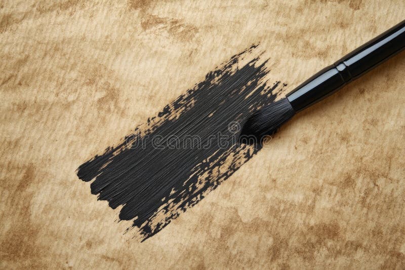 Black Painted Brush on Paper Stock Image - Image of handmade, creative ...