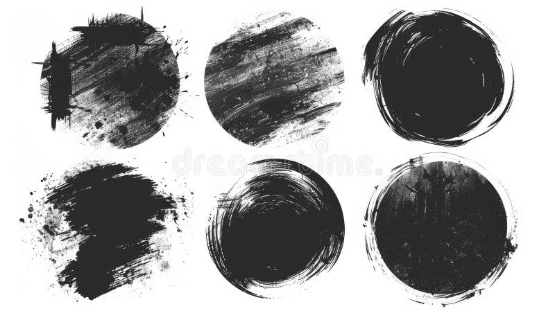 Black Painted Grunge Round Stains Set, Template for Modern Urban Design ...