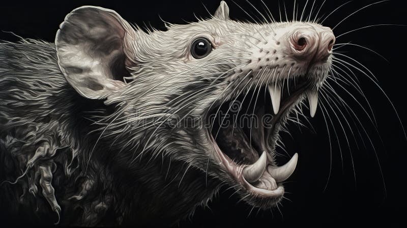 Intense Hyper-realistic Rat Painting on Black - Michal Lisowski ...