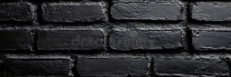 Black Painted Rough Brick Wall Texture. Dark Grunge Background. Old ...