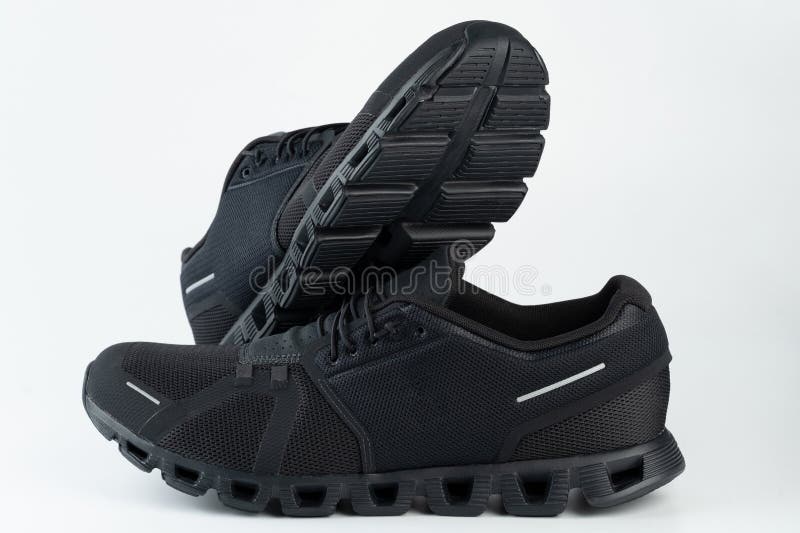Black pair sneakers shoes stock photo. Image of fitness - 386345504
